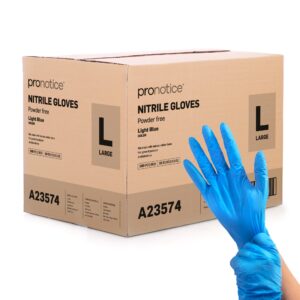 Pronotice Disposable Nitrile Glove, Blue, General Purpose, PowderFree, Food Safe, Cleaning, Latex-Free, Full Case 1000 Gloves (X-Large)