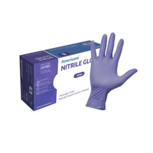 amerisano medical exams nitrile gloves|510(k), disposable, latex & powder free, 4 mil, |box of 300, medium|purple (100, medium)