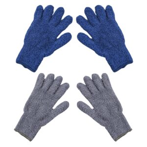 4 pcs microfiber dusting gloves plant cleaning gloves car wash gloves reusable house gloves washable cleaning mittens dark blue and grey