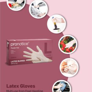 Pronotice Disposable Latex Glove, White, General Purpose, Powder Free, Food Safe, Cleaning Gloves, Full Case 1000 Gloves (X-Large)