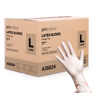 Pronotice Disposable Latex Glove, White, General Purpose, Powder Free, Food Safe, Cleaning Gloves, Full Case 1000 Gloves (X-Large)