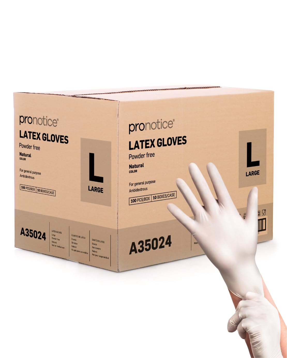 Pronotice Disposable Latex Glove, White, General Purpose, Powder Free, Food Safe, Cleaning Gloves, Full Case 1000 Gloves (X-Large)