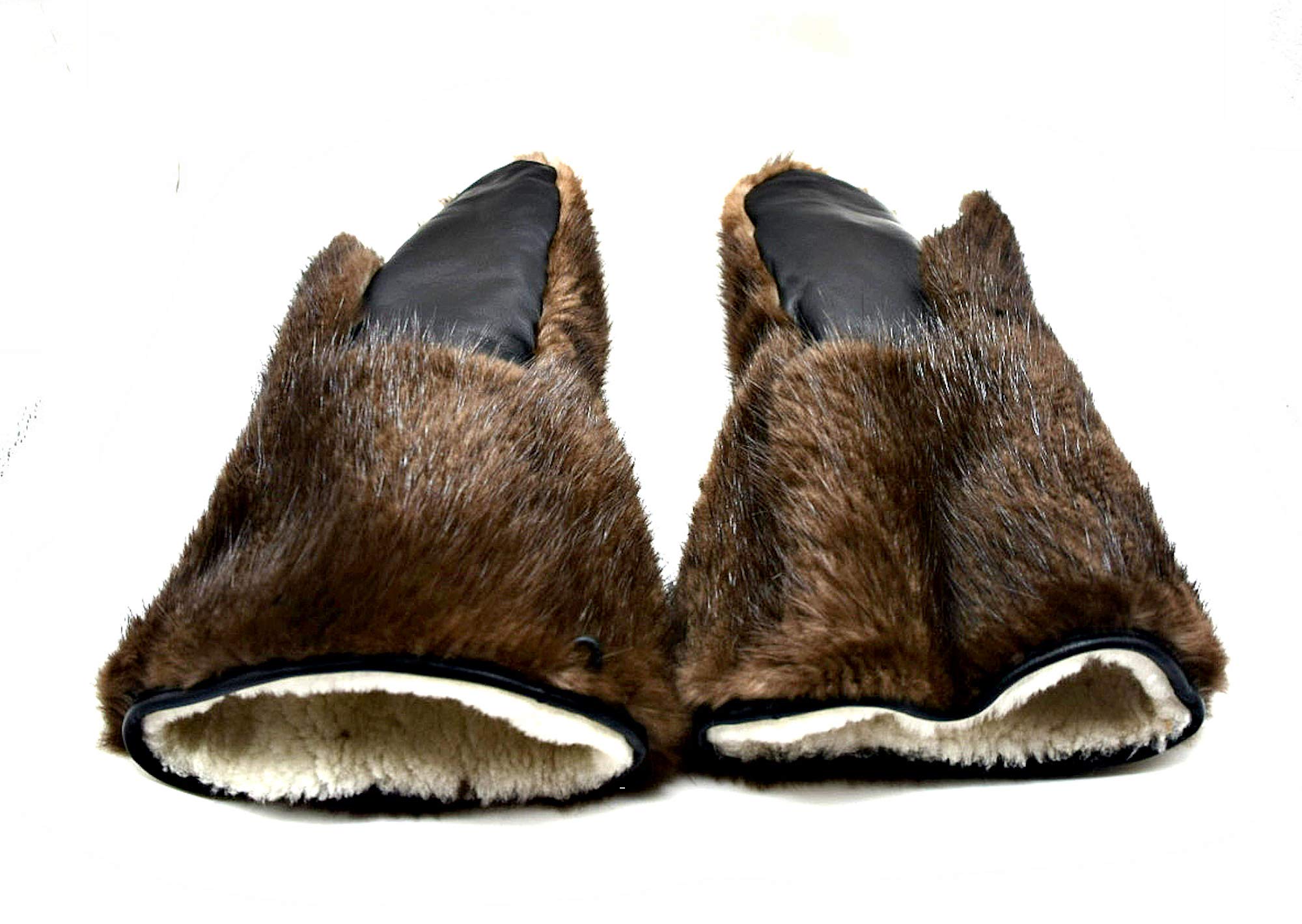 REAL BEAVER FUR MITTEN GLOVES (X-Large)