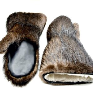 REAL BEAVER FUR MITTEN GLOVES (X-Large)