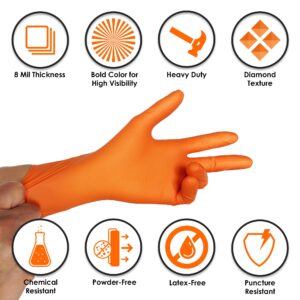 INNOVATIVE HAUS Heavy Duty Nitrile Gloves. Orange 8 Mil. Shop Gloves Mechanic Disposable. Mechanic Rubber Gloves Disposable. Large. Pack of 1000