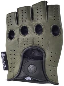 army green designer driving gloves fingerless (medium)