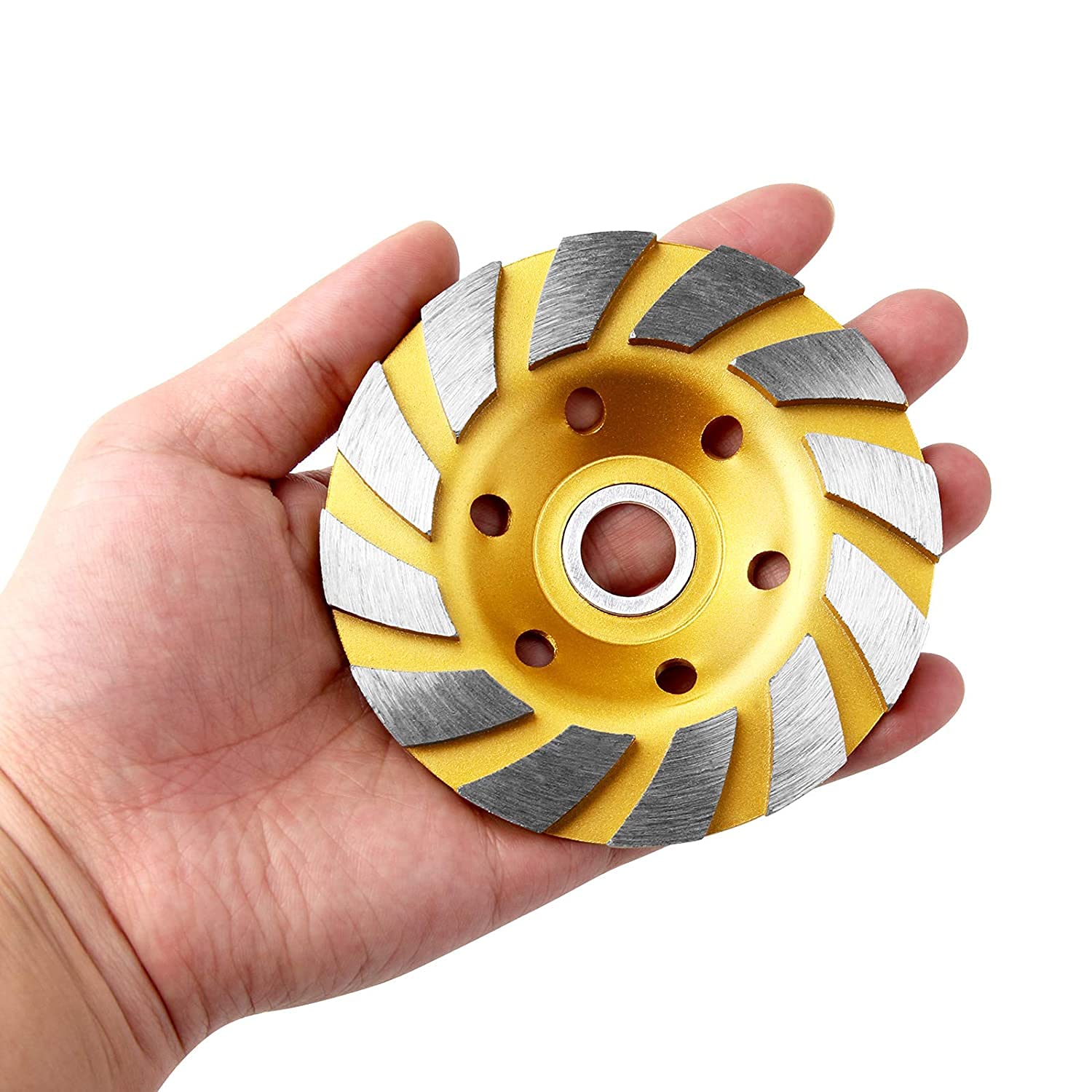 3pcs-4 Inch Concrete Stone Ceramic Turbo Diamond Grinding Cup Wheel,12 Segs Heavy Duty Angle Grinder Wheels for Angle Grinder(Yellow)