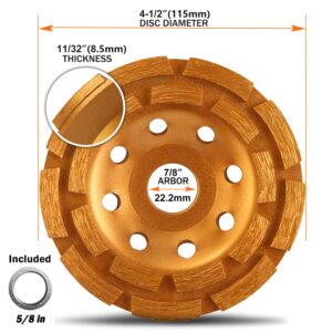 KSEIBI 644030 Diamond Concrete Grinding Wheel 4 1/2 inch for Polishing and Cleaning Stone Concrete Surface, Cement, Marble, Rock, Granite, and Thinset Removing, Angle Grinder Wheels Cup