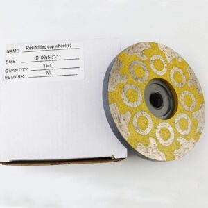 JDK 4 Inch Diamond Resin Filled Cup Wheel Grinding Wheel with Thread 5/8“-11 for Granite Stone and Tiles (Medium)