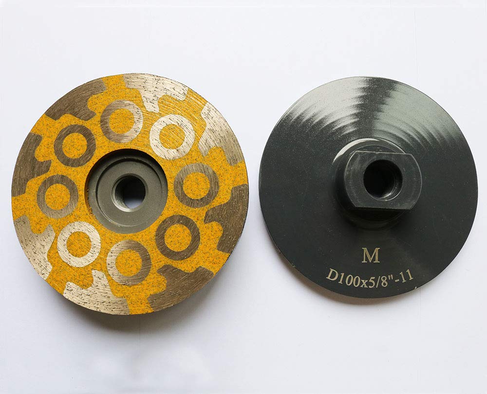 JDK 4 Inch Diamond Resin Filled Cup Wheel Grinding Wheel with Thread 5/8“-11 for Granite Stone and Tiles (Medium)