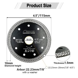 SHDIATOOL 4-1/2 Inch Porcelain Diamond Mesh Turbo Saw Blade Cutting Granite Marble Ceramic Tile Brick Pack of 2…