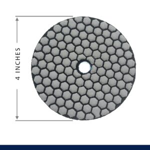 ComeFloor Dry Diamond Polishing Pads for Granite Marble Stone 4 Inch Set 7 Pieces Grinding Pads Plus a Alu Backer Pads