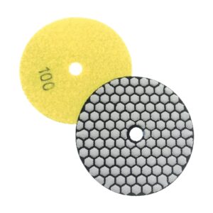 ComeFloor Dry Diamond Polishing Pads for Granite Marble Stone 4 Inch Set 7 Pieces Grinding Pads Plus a Alu Backer Pads