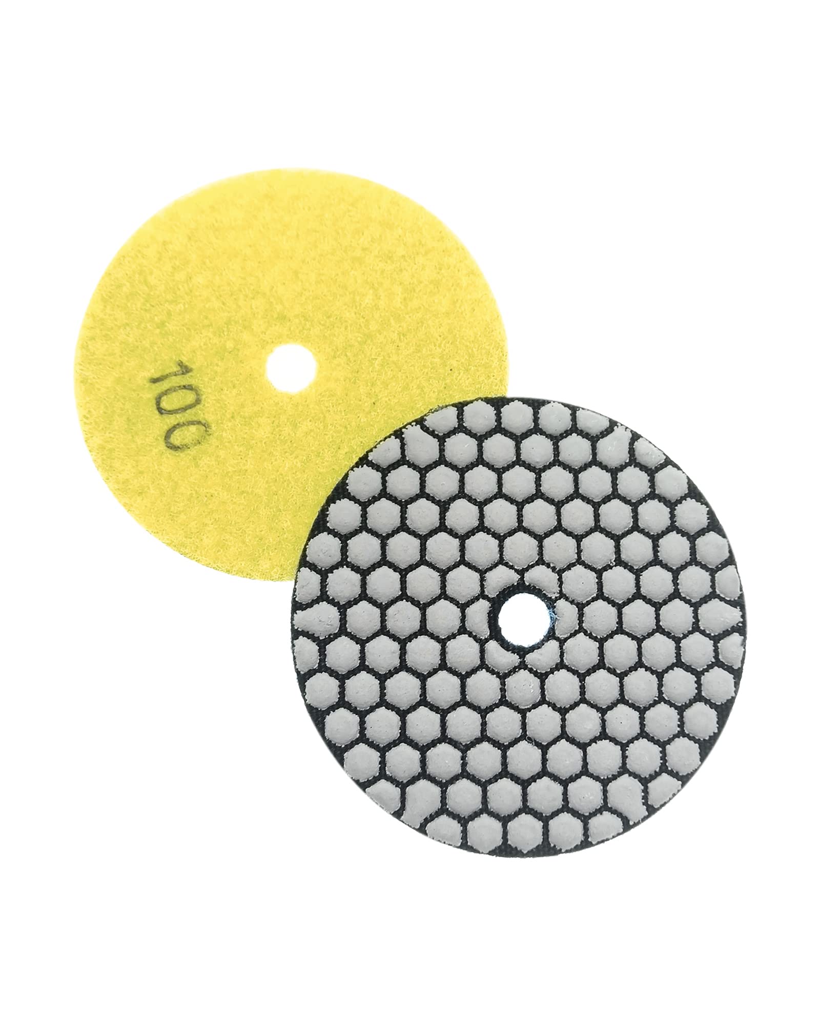 ComeFloor Dry Diamond Polishing Pads for Granite Marble Stone 4 Inch Set 7 Pieces Grinding Pads Plus a Alu Backer Pads