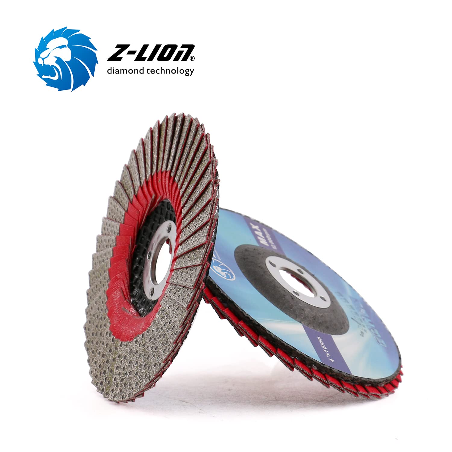 Z-LION 4" Diamond Flap Sanding Disc Grit 60 with 5/8"-11 Hub for Angle Grinder Flap Disc Wheel