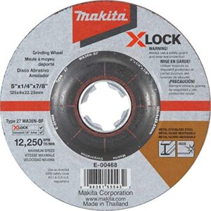 makita e-00468 x-lock 5" x 1/4" x 7/8" type 27 general purpose 36 grit abrasive grinding wheel for metal & stainless steel grinding