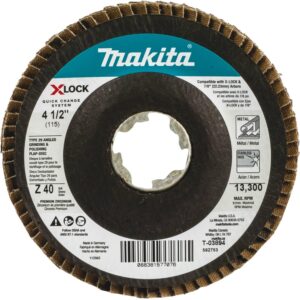 makita t-03894 x-lock 4‑1/2" 40 grit type 29 angled grinding and polishing flap disc for x-lock and all 7/8" arbor grinders