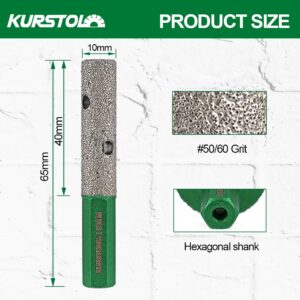 KURSTOL Diamond Coated Milling Bit - 2PCS Diamond Finger Bit for Enlarging Shaping Holes,Dia 3/8"(10mm) Hex Shank Tile Hole Grinder Round Bevel Existing Holes in Porcelain,Hard Ceramic,Granite,Marble