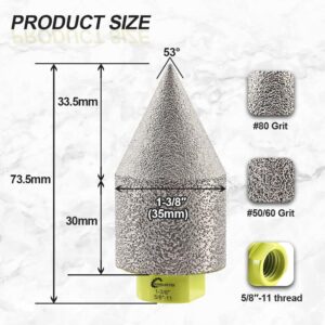 Diamond Beveling Chamfer Bits 1-3/8"(35mm) - Finger Milling Bits SANLEETEK for Shaping Trimming Enlarging Grinding Existing Holes in Tile Porcelain Ceramic Granite Marble