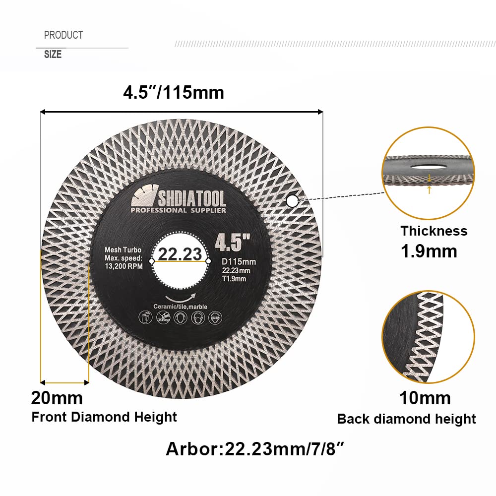 SHDIATOOL 4 Inch Diamond Wet Polishing Pads and Tile Diamond Saw Blade, Cutting Grinding Disc Wheel