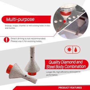 DT-DIATOOL Diamond Finger Bit 10-35mm, Coated Milling Bit for Tile Grinder Enlarging Polishing Holes on Porcelain Ceramic Granite Marble Countertop, 5/8 inch-11 Thread