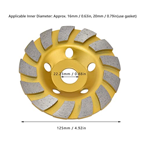 Concrete Grinding Wheel,Diamond Grinding Wheel Turbo Diamond Segments Cup Disc Fast Cutting for Masonry Grinder (125mm)