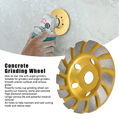 Concrete Grinding Wheel,Diamond Grinding Wheel Turbo Diamond Segments Cup Disc Fast Cutting for Masonry Grinder (125mm)