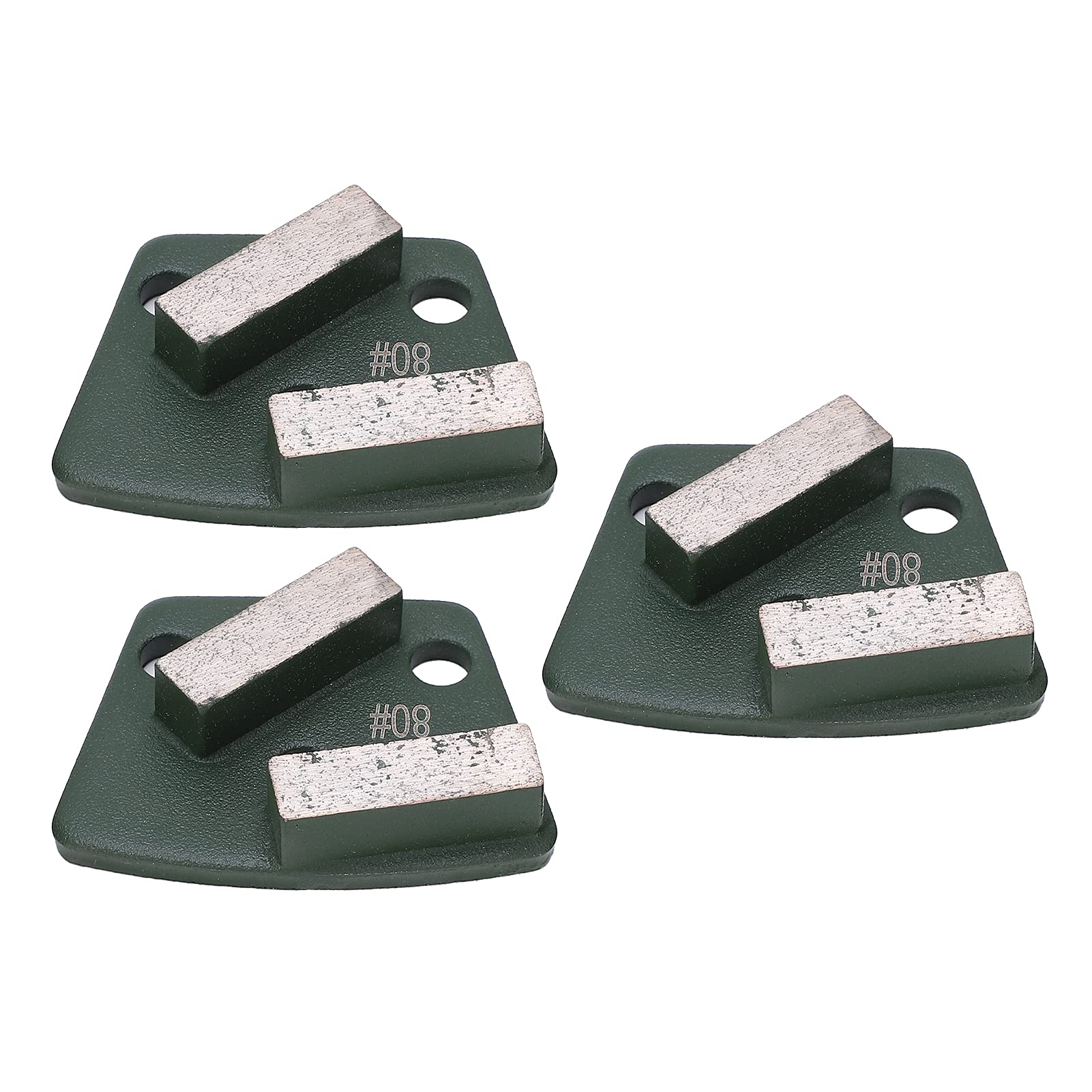 3PCS Diamond Grinding Shoes, Trapezoid Diamond Grinding Shoes, Concrete Floor Aggreesive Cutting 2 Long Teeth Green 80#