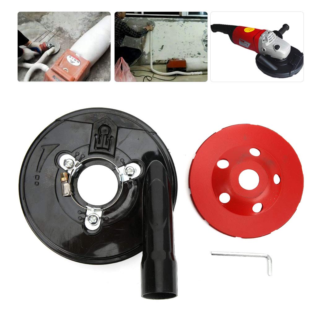 4.9in Angle Grinder Dust Cover, Adjustable Angle Grinder Dust Shroud Kit with Grinding Wheel and Wrench for 125/150 Diamond Grinding Disc