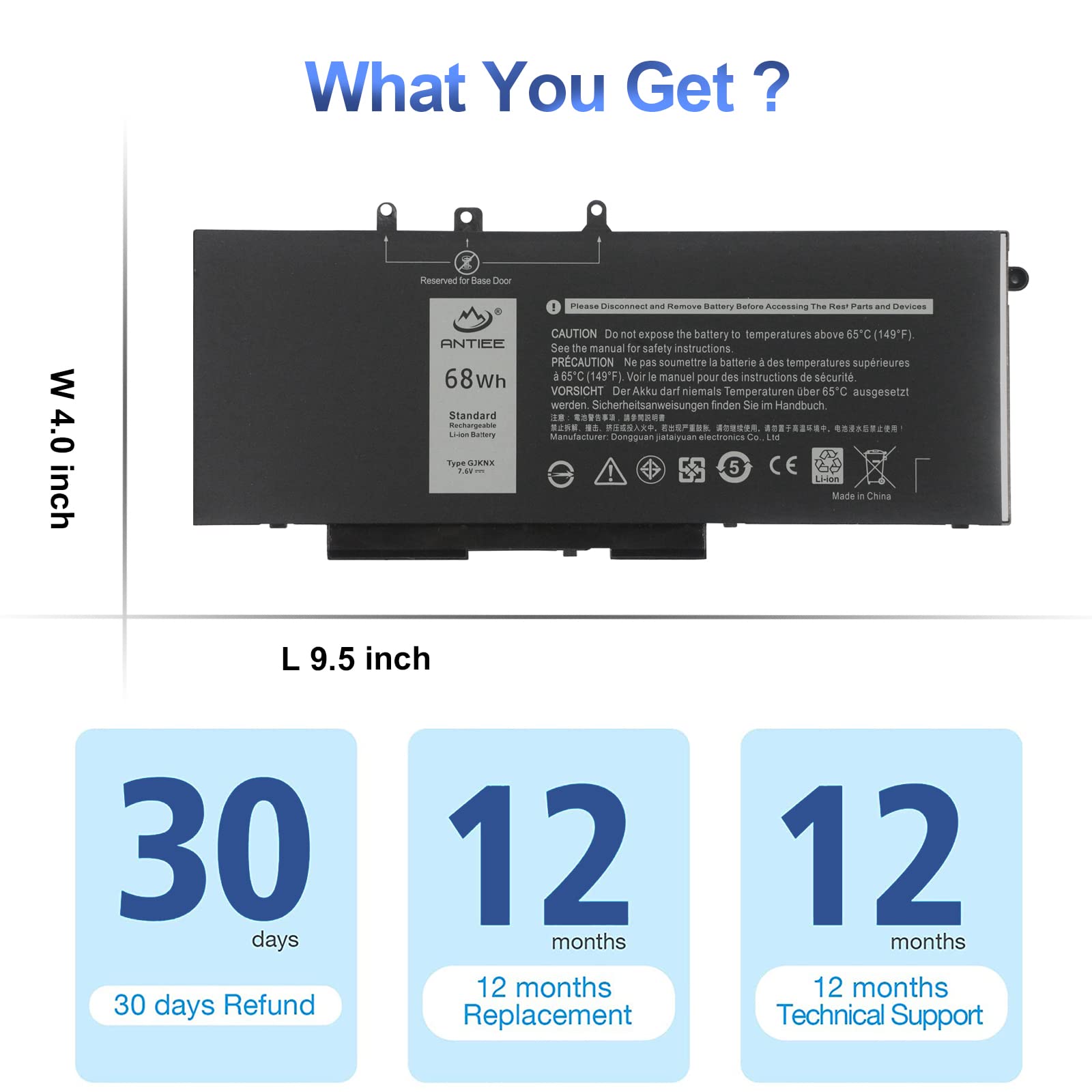 ANTIEE 68Wh GJKNX Laptop Battery Replacement for Dell Latitude 5480 5580 5280 5288 5290 5488 5490 5491 5495 5590 5591 E5480 E5580 E5590 E5490 Precision 15 3520 3530 GD1JP DY9NT 0DY9NT 5YHR4 451-BBZG