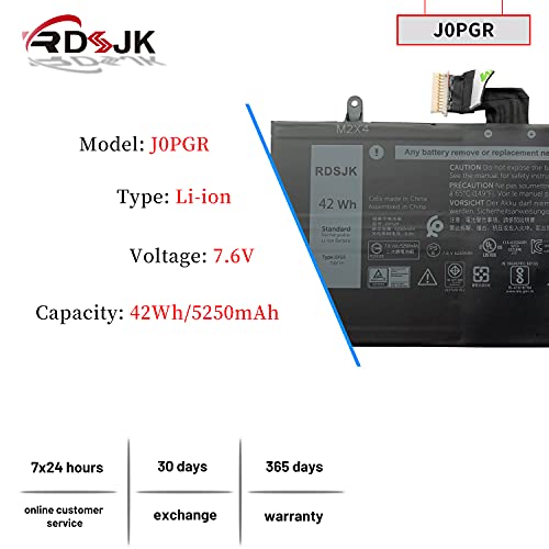 J0PGR Laptop Battery for Dell Latitude 12 5285 5290 2-in-1 T17G T17G001 T17G002 Series JOPGR 0J0PGR 1WND8 X16TW 0X16TW RDYCT 0RDYCT 0FTH6F FTH6F 0FTG78 FTG78 0R9XM9 R9XM9 7.6V 42Wh