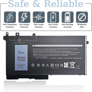 JGTM 51Wh 93FTF Laptop Battery Replacement for Dell Latitude 5580 5590 5480 5490 5280 5288 5488 5491 5495 5591 E5280 E5480 E5580 Precision 15 3520 3530 M3520 M3530 D4CMT GJKNX 3DDDG 83XPC 4YFVG 11.4V