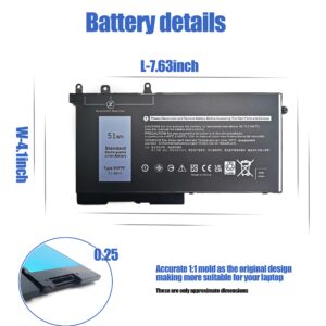 JGTM 51Wh 93FTF Laptop Battery Replacement for Dell Latitude 5580 5590 5480 5490 5280 5288 5488 5491 5495 5591 E5280 E5480 E5580 Precision 15 3520 3530 M3520 M3530 D4CMT GJKNX 3DDDG 83XPC 4YFVG 11.4V