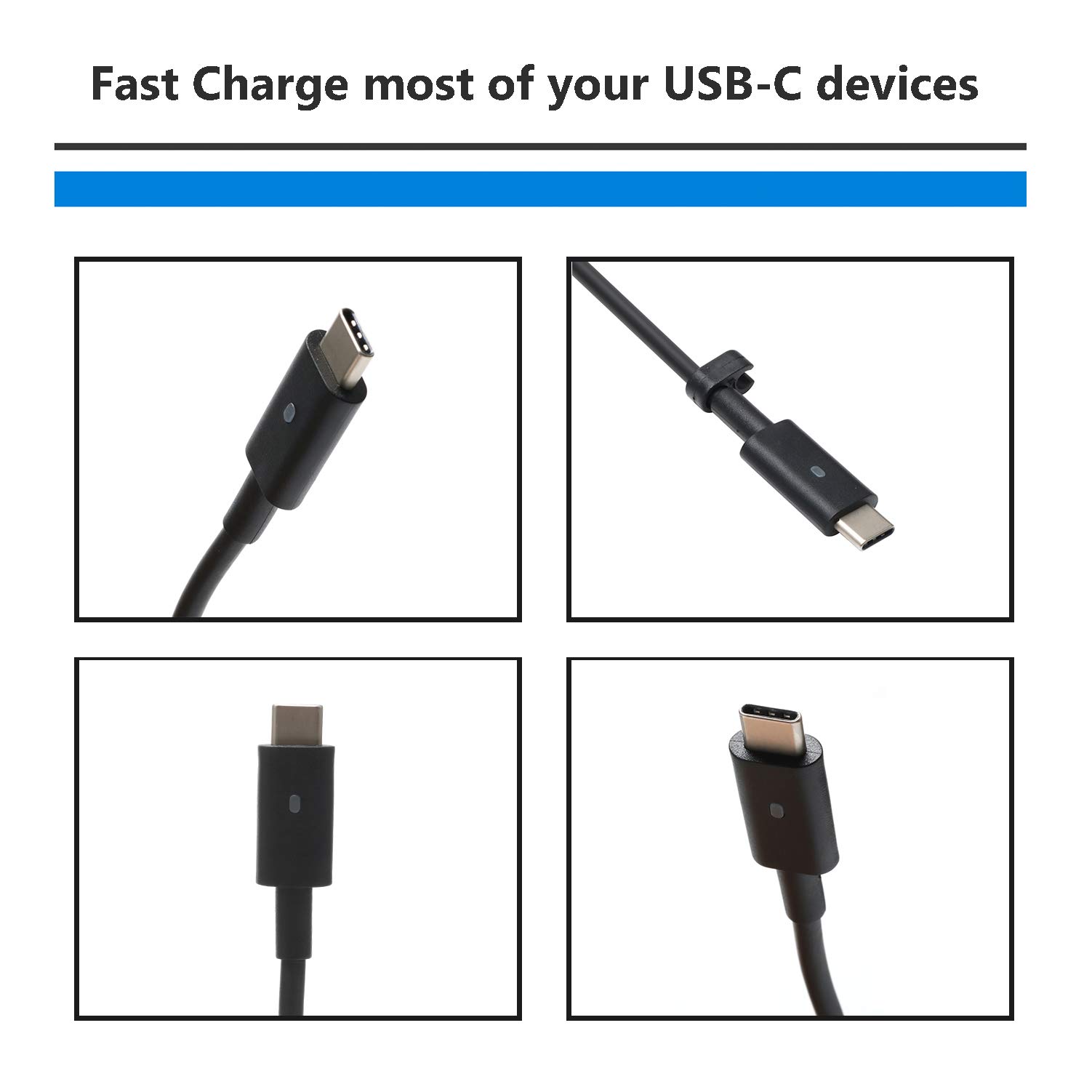 65W USB-C Charger for Dell XPS 13 9300 7390 9350 9360 9365 9370 9380,Latitude 7400 7480 7490 7389 7370 7275 5300 5400 5290 5480 5580 5490 5590,Chromebook 3100 3400 3380 5190 2-in-1 Laptop AC Adapter