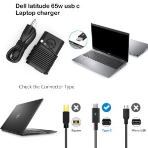 65W 45W USB-C Laptop Charger for Dell Latitude 7275 7370 7420 5520 7390 5420 5290 7400 7410 7320 5410 5320 5530 Dell XPS 13 9350 9365 9370 XPS 15 Dell Inspiron Dell 2-in-1 Type C Laptop Charger