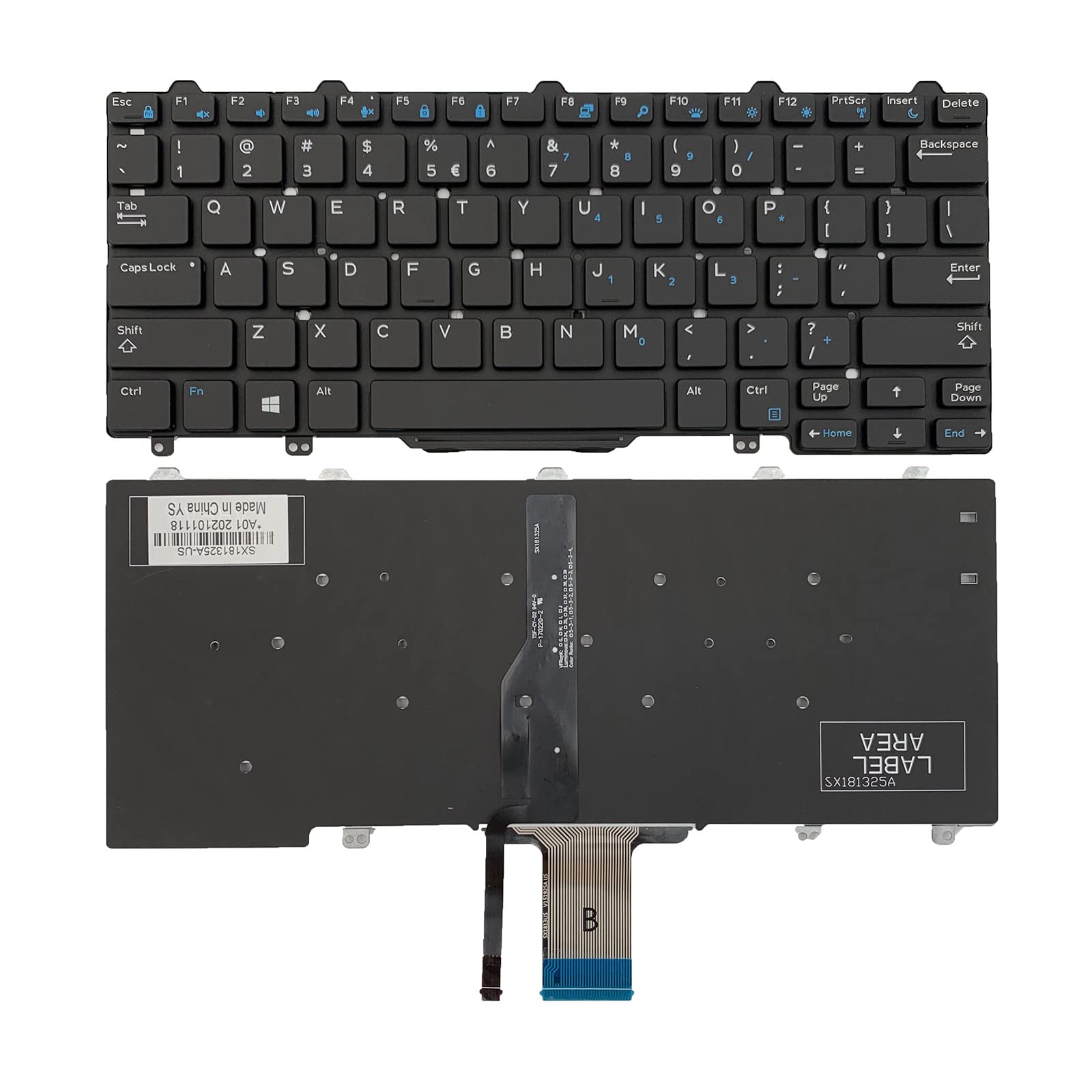 Laptop Replacement US Layout Backlit Keyboard for DELL Latitude 7350 5290 E5250 5270 E7270 E7250 7270 MJ8HY 0MJ8HY 0XCD5M