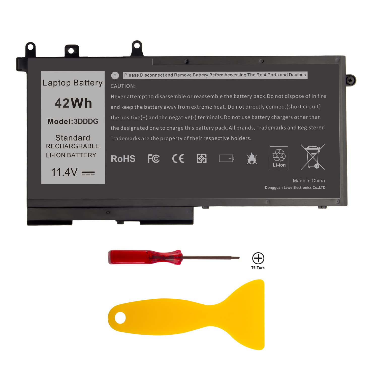 Futurebatt 3DDDG 11.4V 42Wh New Laptop Battery for Dell Latitude 5280 E5280 5290 5480 E5480 5490 5580 5590 Series Laptop 03VC9Y 45N3J Replacement