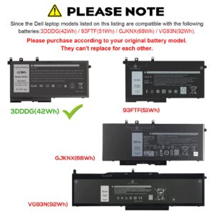 Futurebatt 3DDDG 11.4V 42Wh New Laptop Battery for Dell Latitude 5280 E5280 5290 5480 E5480 5490 5580 5590 Series Laptop 03VC9Y 45N3J Replacement