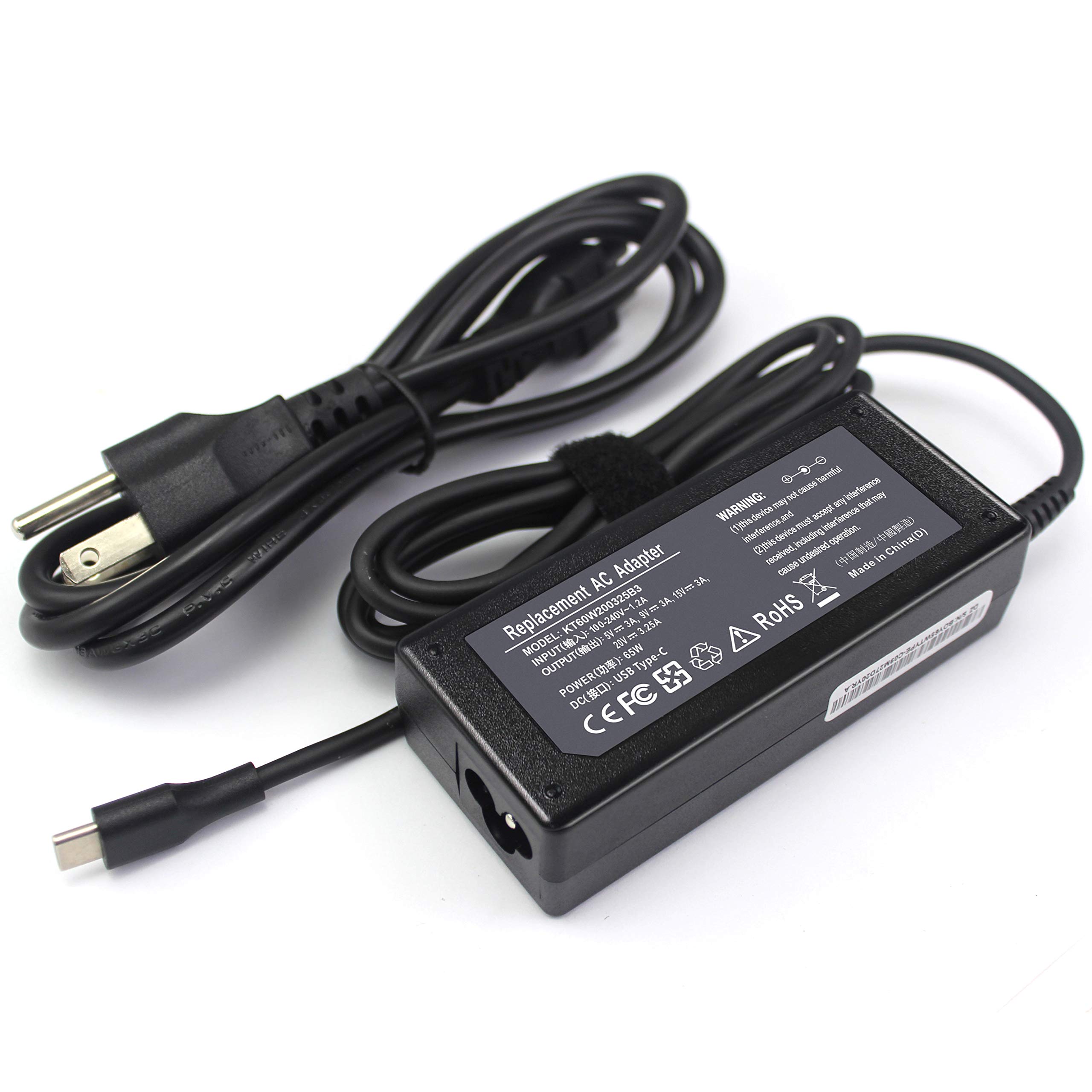 65W 45W USB-C Laptop Charger AC Adapter for Chromebook 11 13 14 3100 3400 5190 3380 7486 2-in-1 XPS 12 9250 XPS 13 9350 9360 9365 9370 9380 Latitude 7370 7280 7480 5480 7275 5290