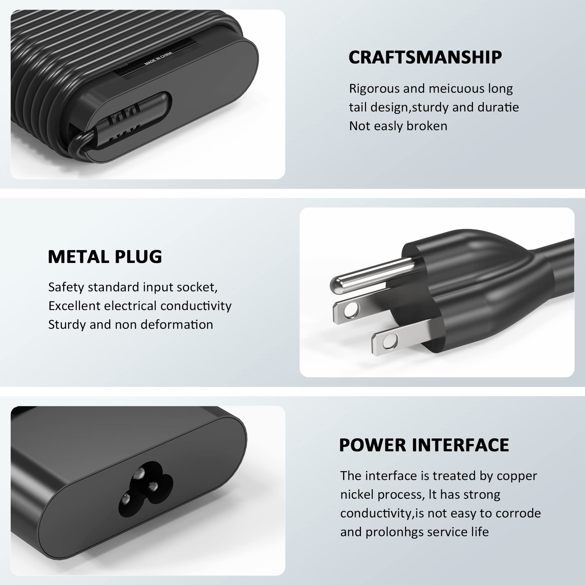 65W USB-C Laptop Charger Replacement for Dell XPS and Latitude 5000 and Chromebook - Power Cord Included