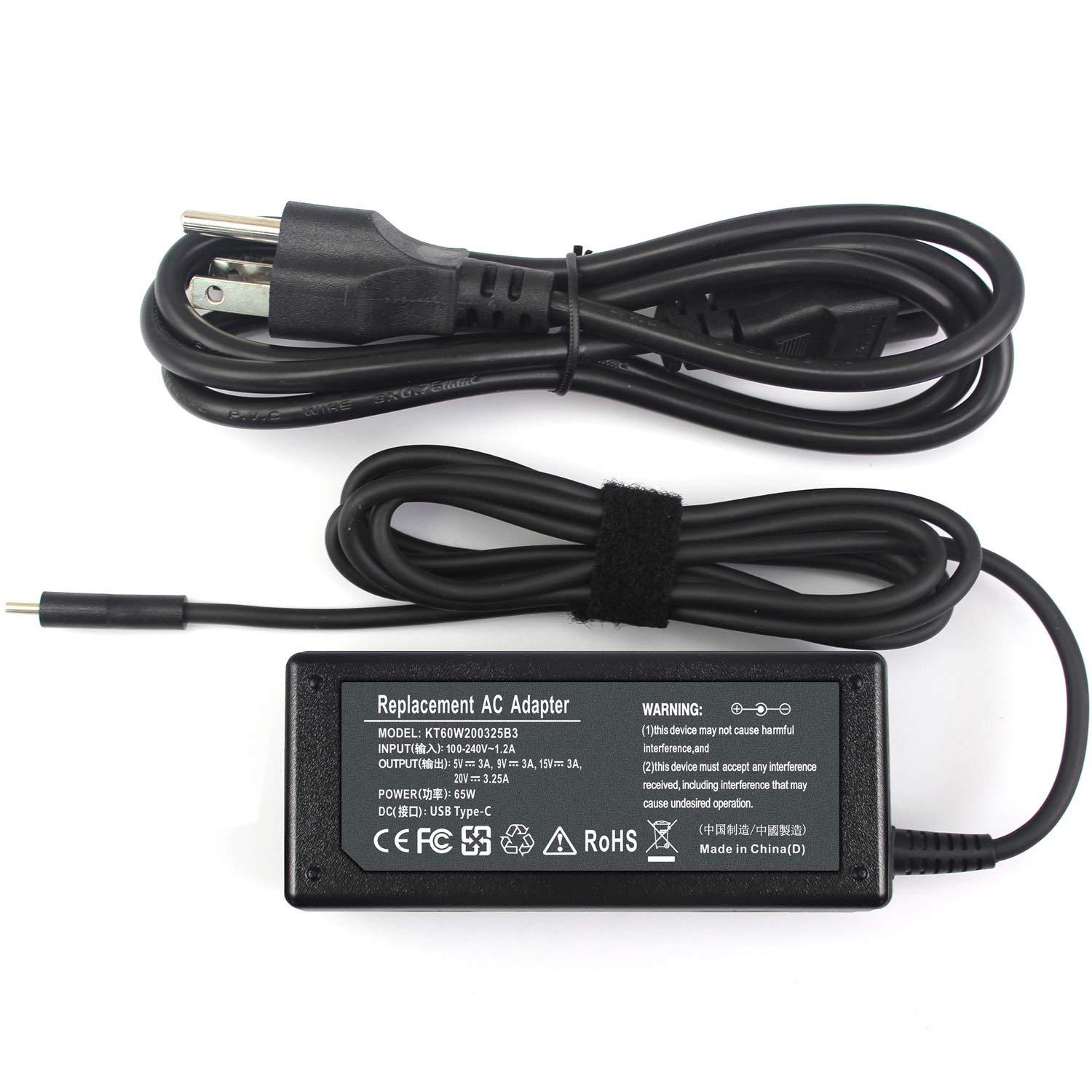 Vinpera 65w 45w USB-C AC Adapter for Dell Chromebook 3100 5190 3400 Latitude 3300 5300 5400 5500 7200 7300 7400 7370 7275 5290 XPS 13 9350 9365 9370 9380 P86F LA45NM150