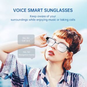 XZUES Bluetooth Audio Smart Glasses for Men Women, Blue Light Filtering & Polarized Sunglass Lenses-Built-in Mic & Speakers