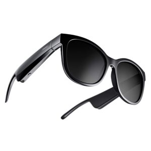 bose frames soprano, smart glasses, bluetooth audio sunglasses, with open ear headphones, cat-eye, black