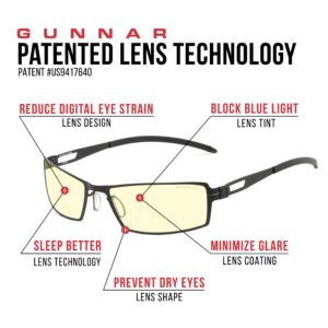 GUNNAR - Premium Gaming and Computer Glasses - Blocks 65% Blue Light - SheaDog, Onyx, Amber Tint