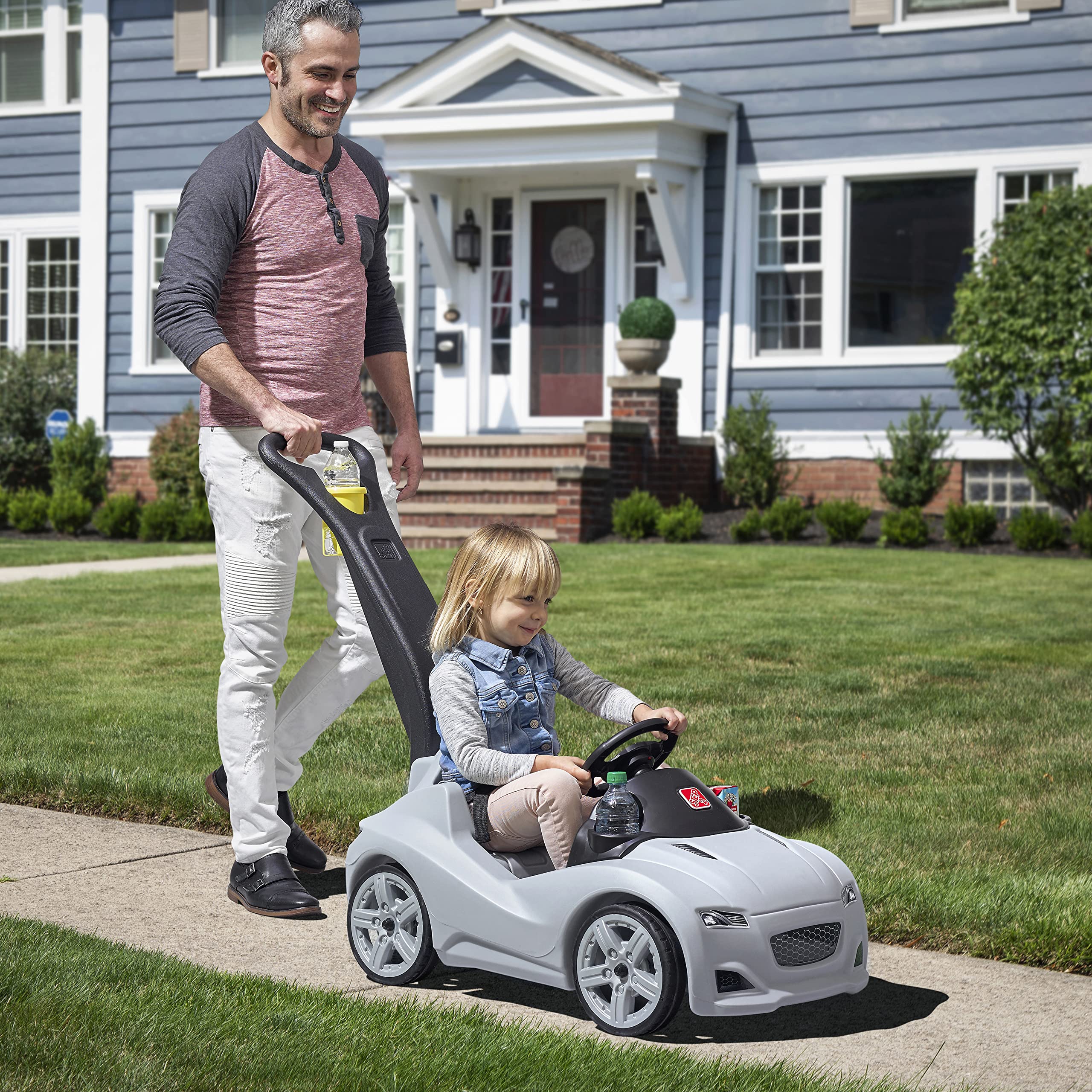 Step2 Whisper Ride Cruiser Kids Push Car, Ride On Car, Seat Belt and Horn, Toddlers 18 - 48 months, Easy Storage, Gray