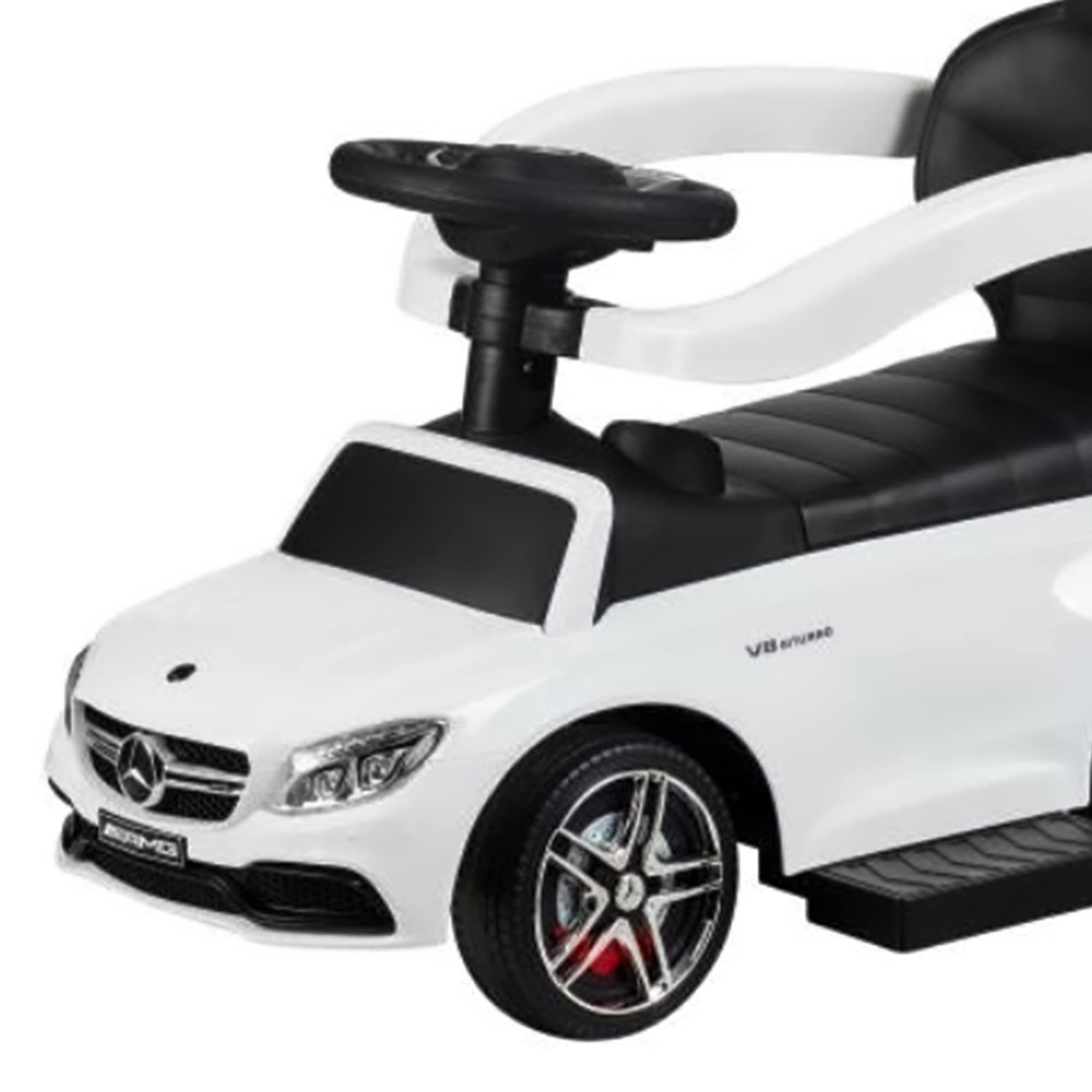 Best Ride On Cars Mercedes C63 (Officially Licensed), 3 in 1 Push Car for Kids with Cup Holder, White, Large