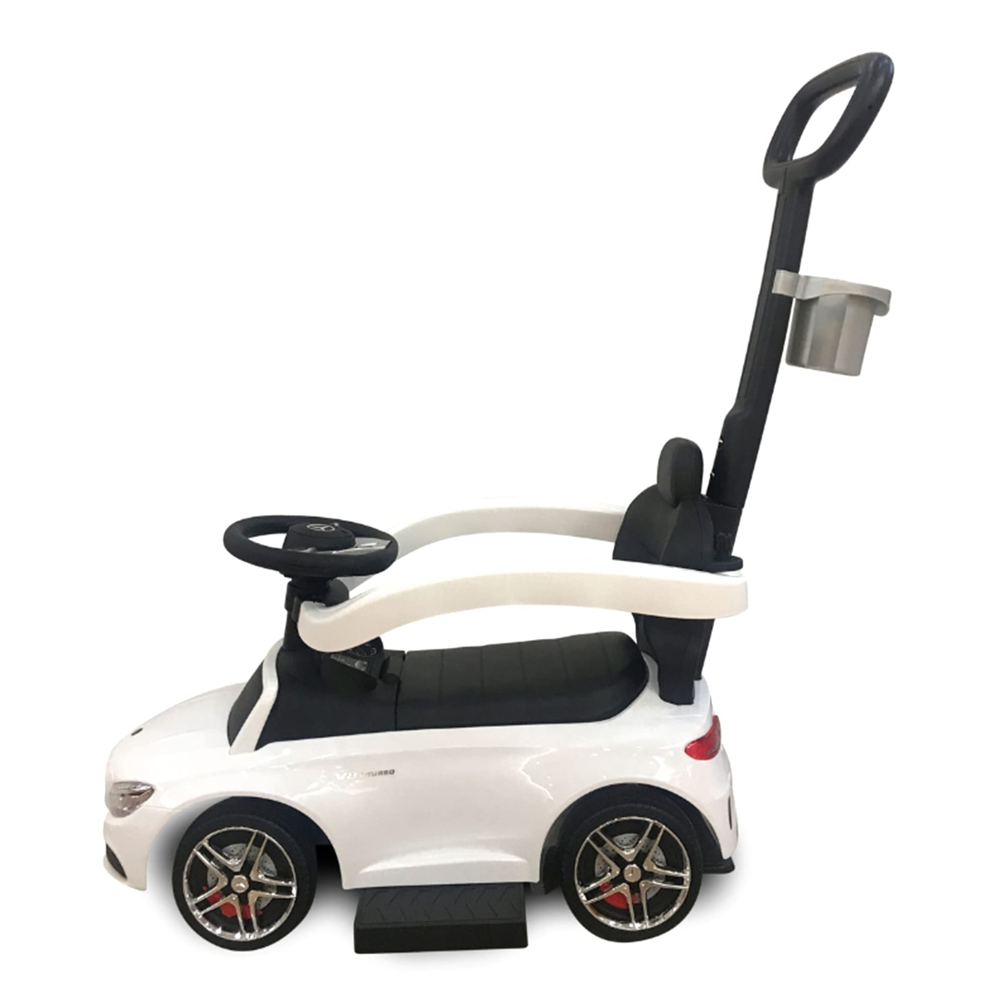 Best Ride On Cars Mercedes C63 (Officially Licensed), 3 in 1 Push Car for Kids with Cup Holder, White, Large