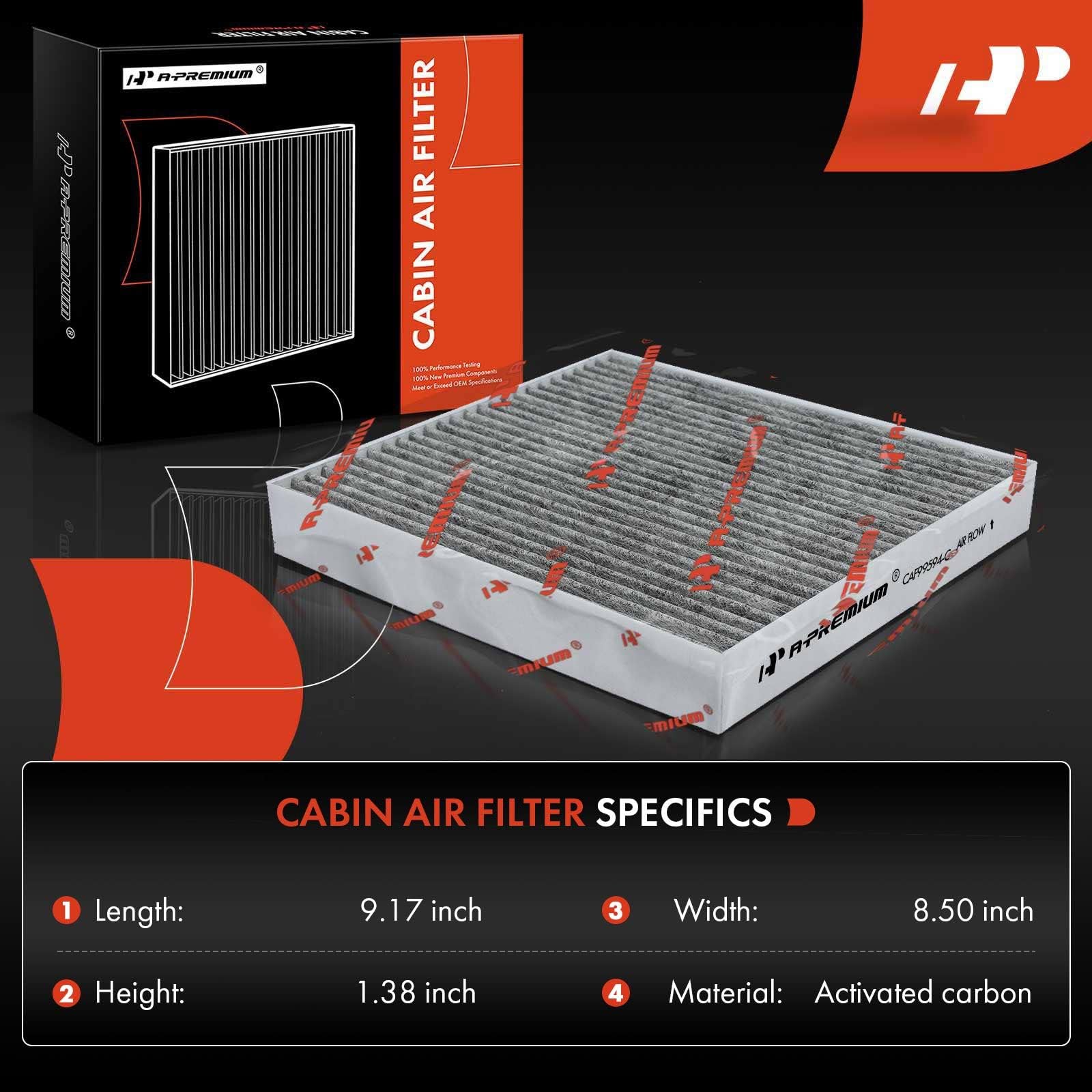 A-Premium Cabin Air Filter with Activated Carbon Compatible with Hyundai Elantra, Ioniq 5, Santa Fe, Sonata, Tucson & Kia K5, 2020-2023, Replace# 97133L1000