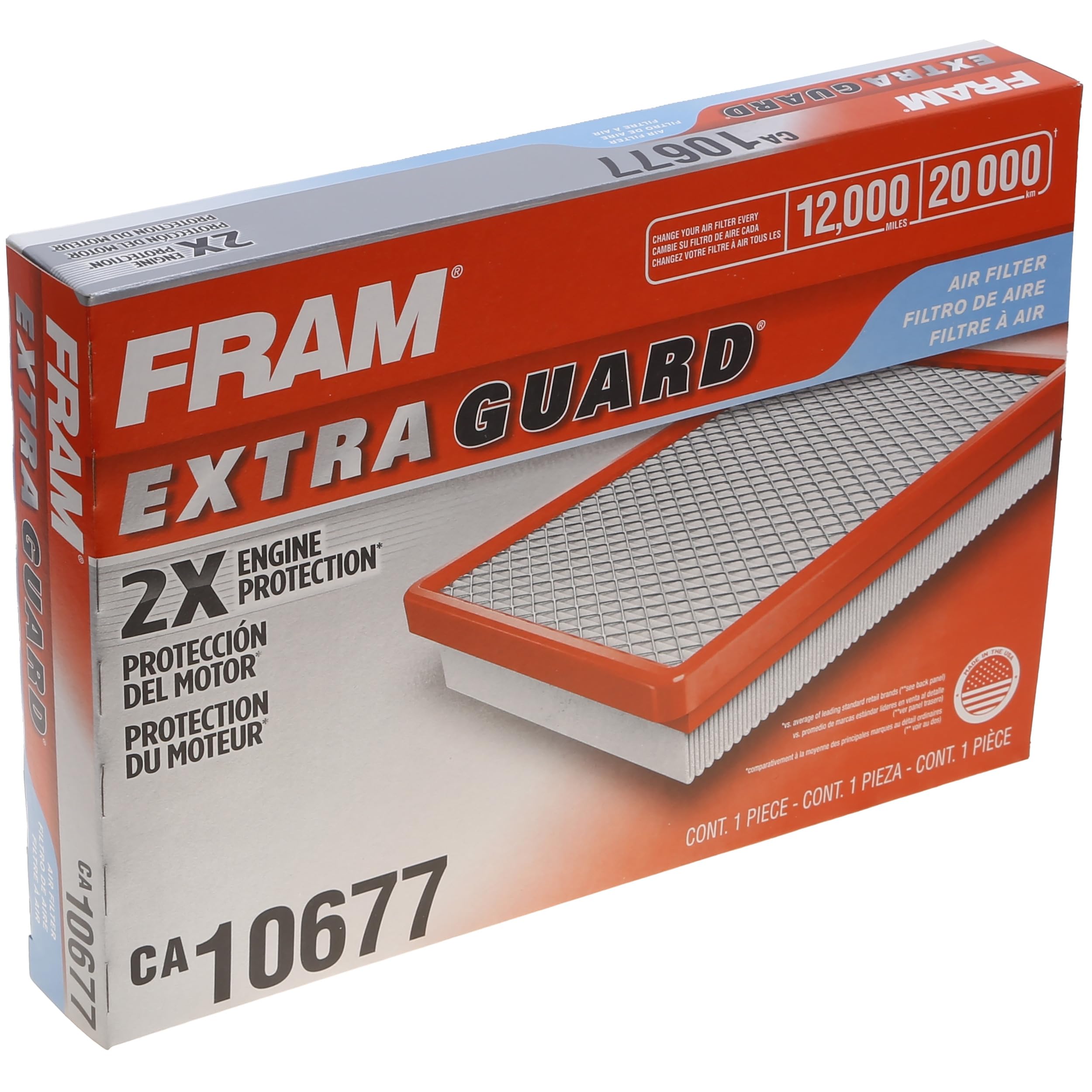 FRAM Extra Guard CA10677 Replacement Engine Air Filter for Select Lexus and Toyota Models, Provides Up to 12 Months or 12,000 Miles Filter Protection