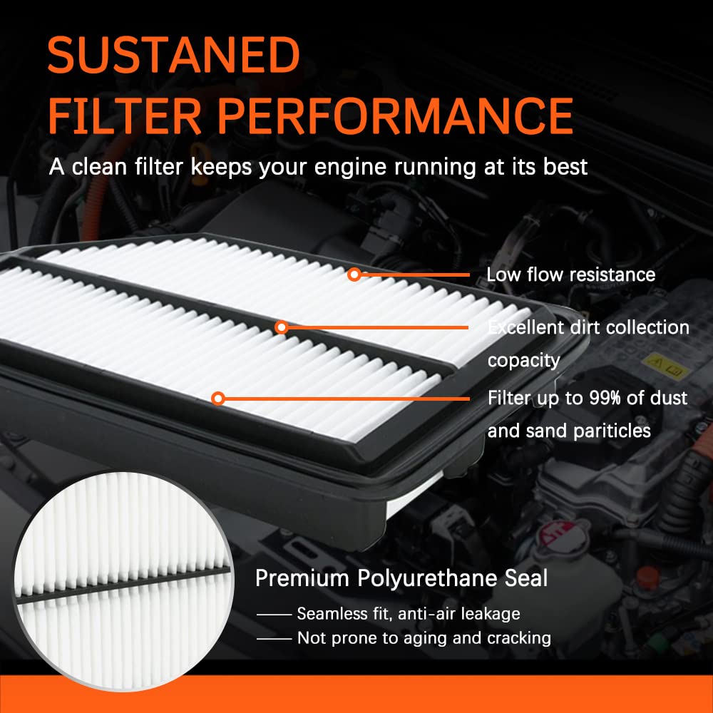 Engine Air Filter Compatible with Honda Odyssey 2011-2017, V6 3.5L,Replace# CA11042